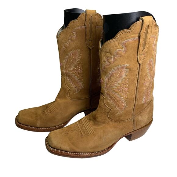 Stetson | Shoes | Stetson Cowboy Boots Vintage Suede Leather Pink ...